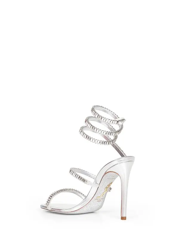 Rene Caovilla Silver Cleo Spark Jeweled Stiletto Sandals - Multicolor