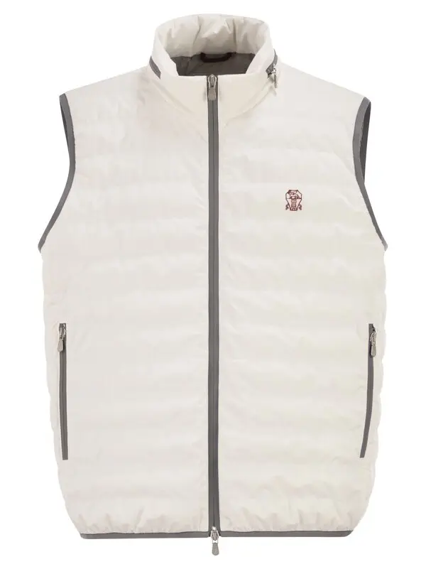 Brunello Cucinelli Sleeveless Down Jacket With Removable Hood - White