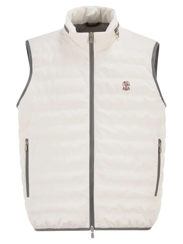 Brunello Cucinelli Sleeveless Down Jacket With Removable Hood - White