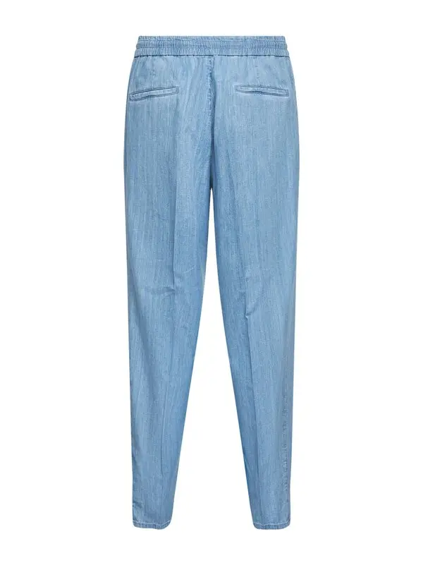 Brunello Cucinelli Light Blue Cotton Two-pleat Tapered Jeans