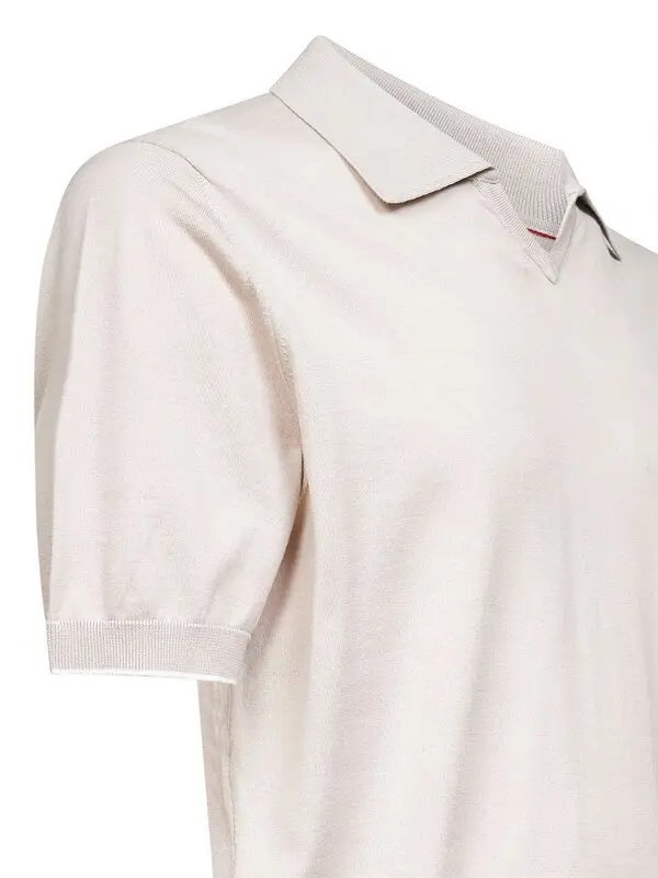 Brunello Cucinelli Jute Cotton Knit Polo Shirt - Multicolor