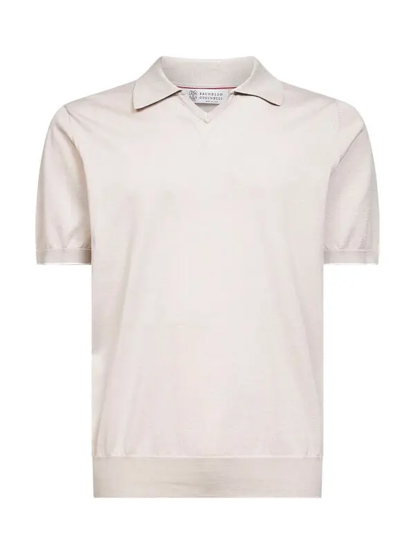 Brunello Cucinelli Jute Cotton Knit Polo Shirt - Multicolor