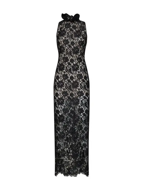 Giuseppe Di Morabito Black Lace Asymmetrical Long Dress - Multicolor