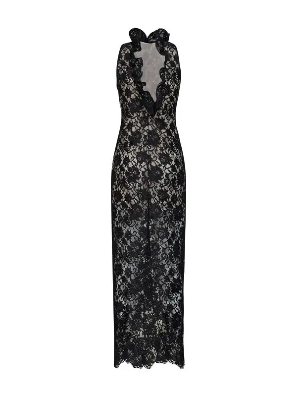 Giuseppe Di Morabito Black Lace Asymmetrical Long Dress