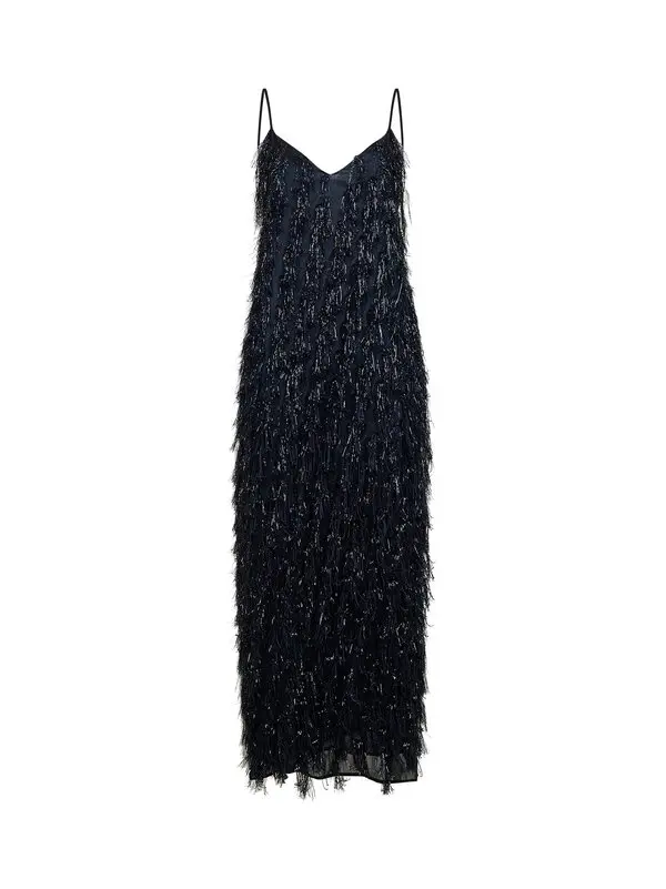 Stella McCartney Long Dress With Lurex Fringes - Multicolor