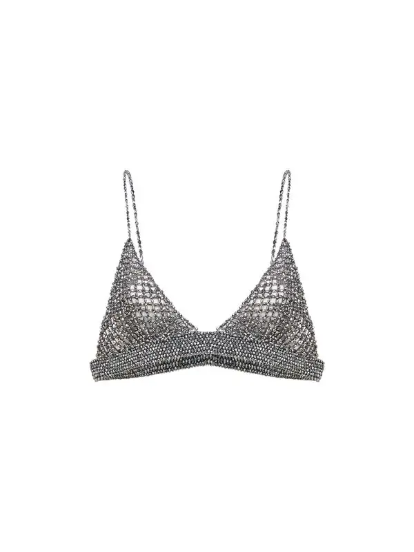 GOLDEN GOOSE Silver Crystal-embellished Crochet Top - Multicolor