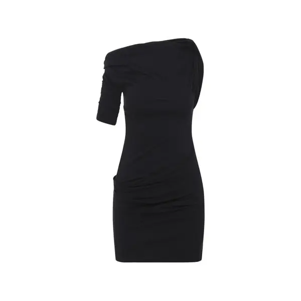 Jacquemus One-shoulder Ruched Dress - Black