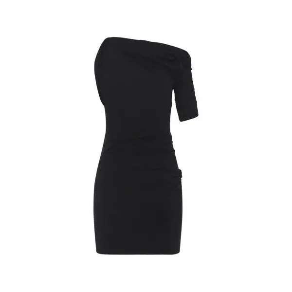 Jacquemus One-shoulder Ruched Dress - Black