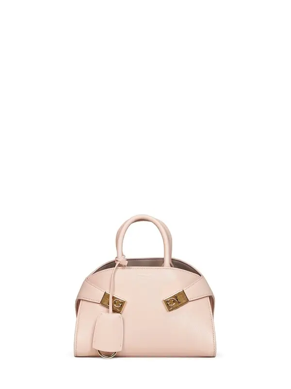 FERRAGAMO Dusty Pink Calfskin Leather Hug Xs Mini Bag - Multicolor