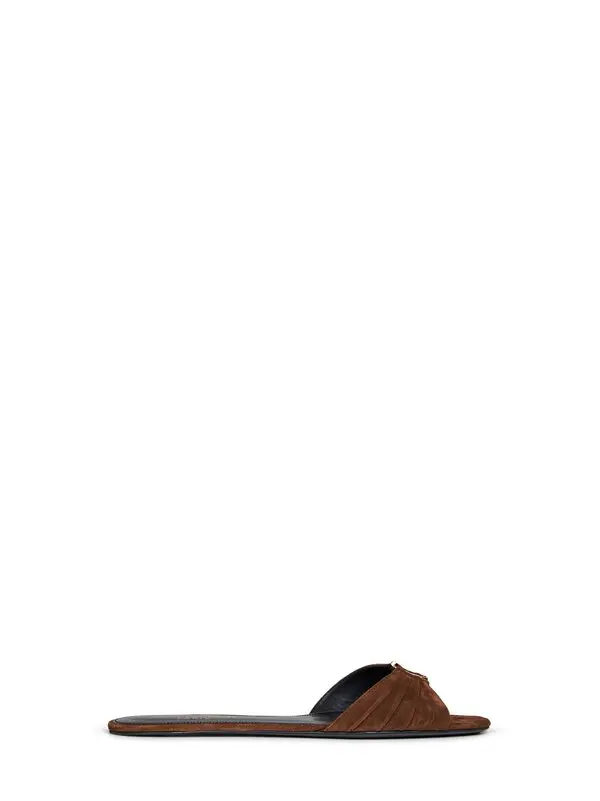 Saint Laurent Babylone Flat Sandals In Suede - Multicolor