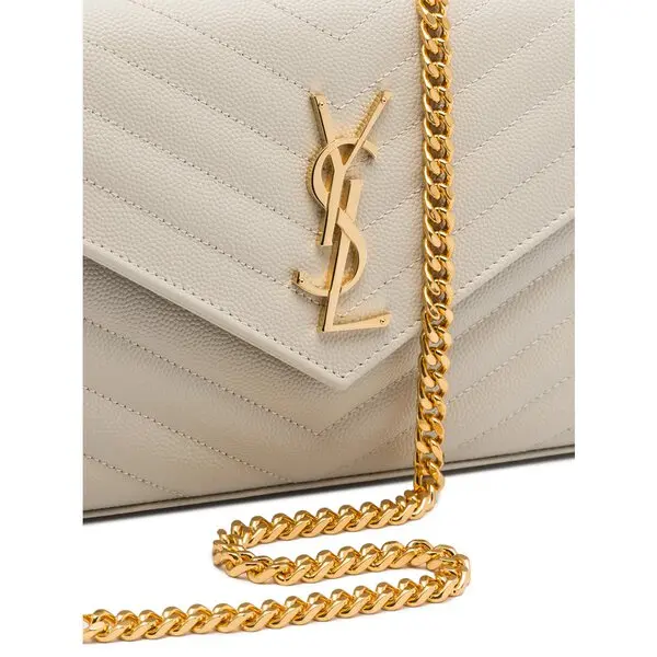 Saint Laurent Chevron Quilted Leather Envelope Bag With Chain Strap
