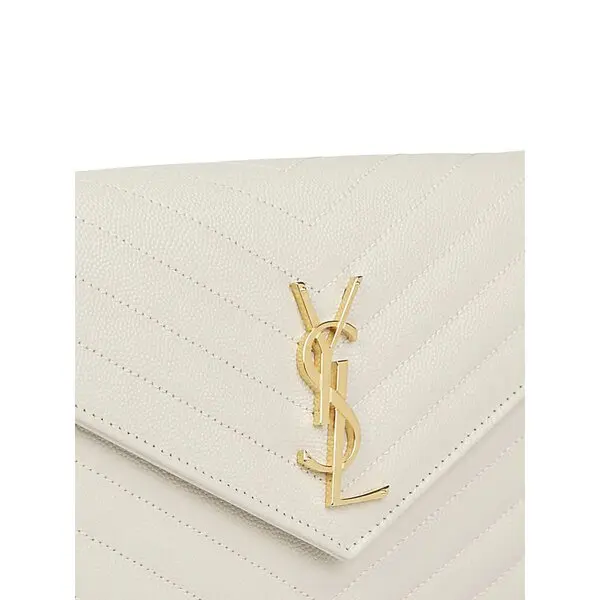 Saint Laurent Chevron Quilted Leather Envelope Bag With Chain Strap
