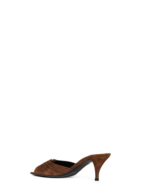 Saint Laurent Dark Havana Suede Babylone Mules - Multicolor