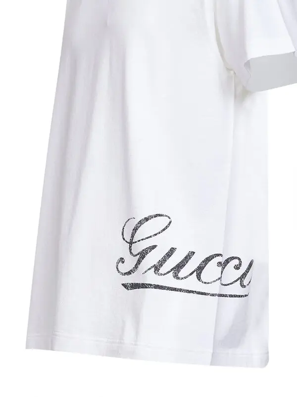 Gucci White Cotton Jersey Logo-printed T-shirt