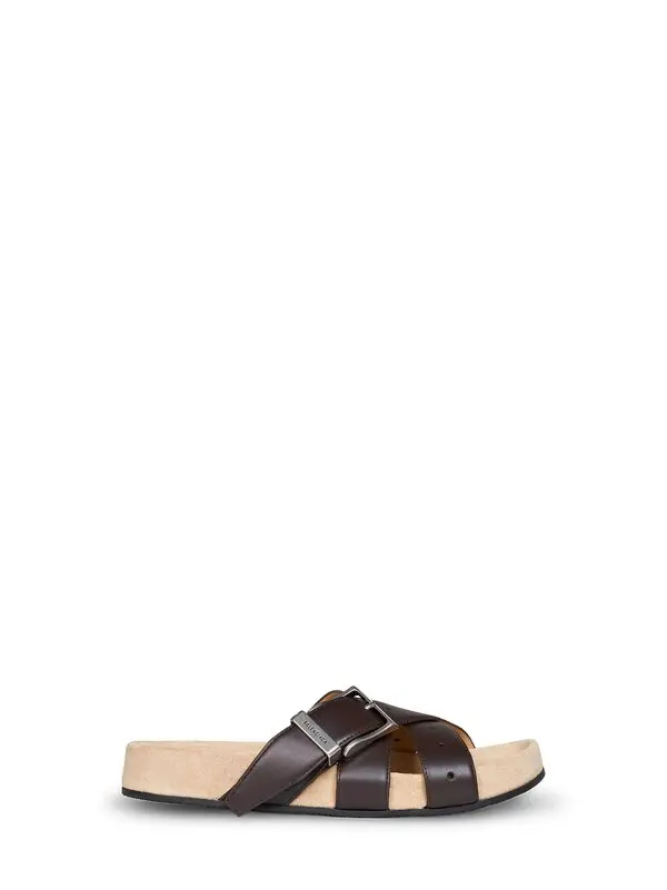 Balenciaga Black Calf Leather Belt Mules - Multicolor