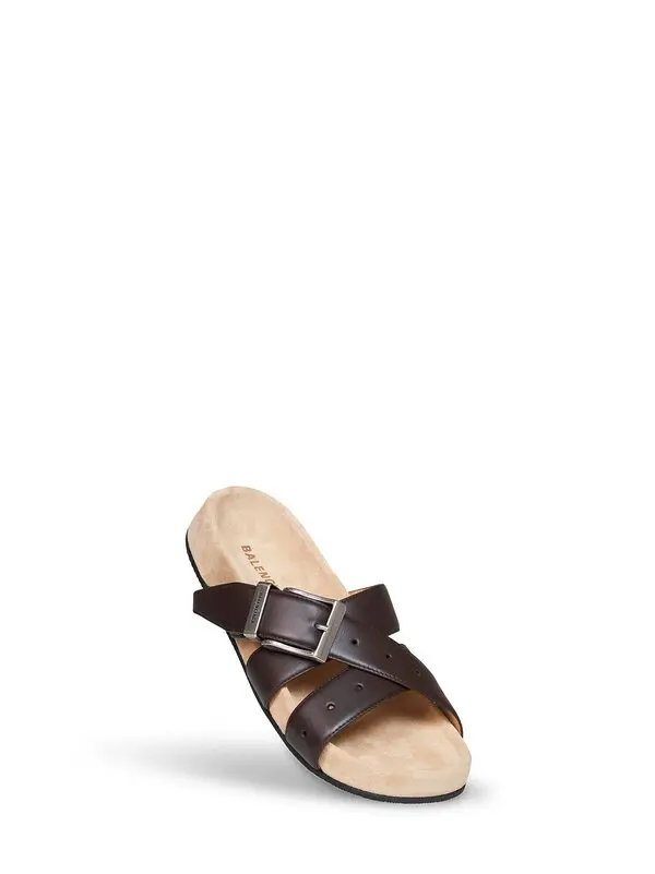 Balenciaga Black Calf Leather Belt Mules - Multicolor