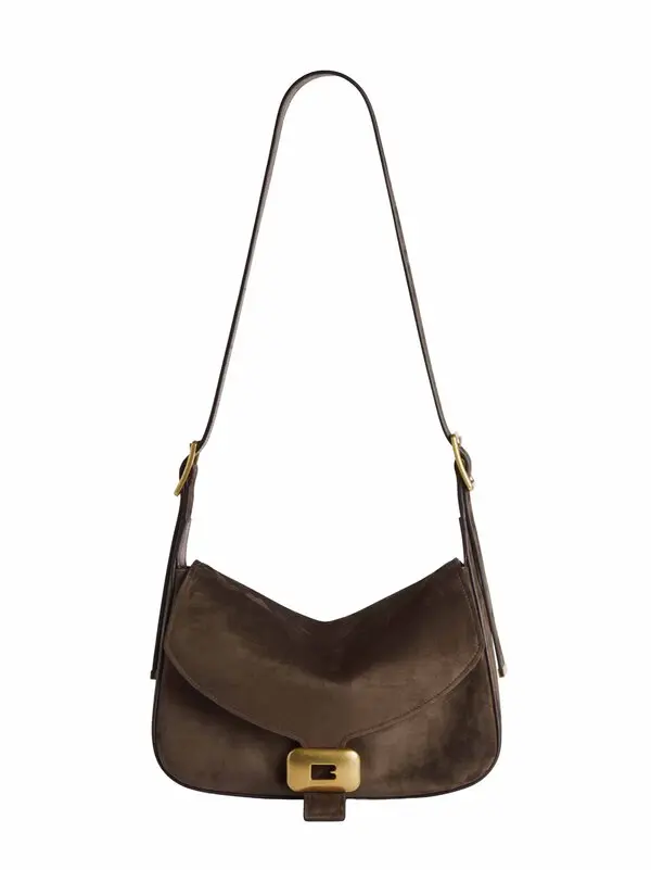Balenciaga Nutmeg Suede Calfskin Clicca Shoulder Bag - Multicolor