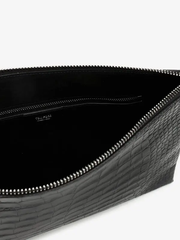 TOM FORD Leather Crocodile Print Clutch