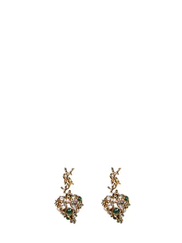 Saint Laurent Cassandre Crystal-embellished Heart Drop Earrings - Multicolor