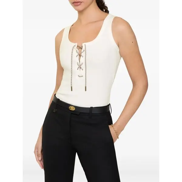 Burberry Rib Knit Tank Top With Drawcord Detail