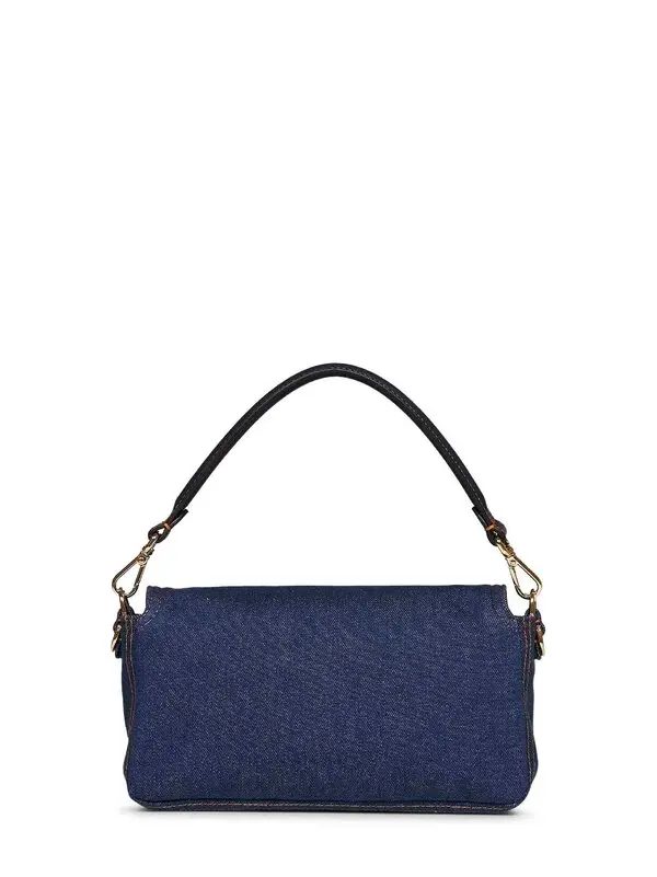 Fendi Blue Reversible Ff Jacquard Denim Baguette Shoulder Bag