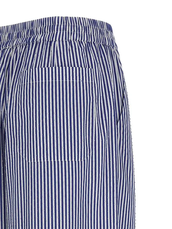 P.a.r.o.s.h Cashine Striped Cotton Poplin Pants With All-over Rhinestones