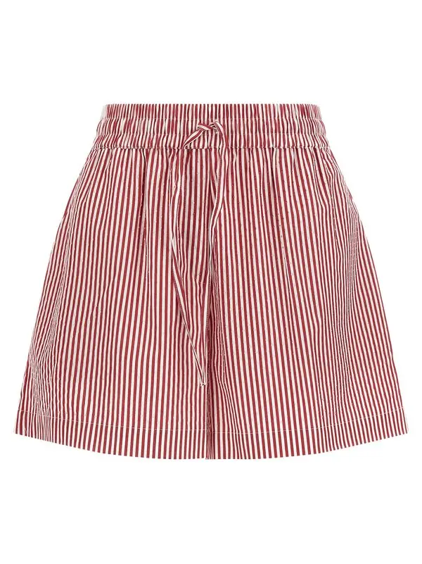 P.a.r.o.s.h Striped Cotton Poplin Shorts With All-over Rhinestones - Red