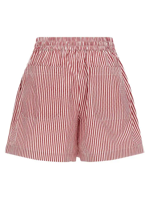 P.a.r.o.s.h Striped Cotton Poplin Shorts With All-over Rhinestones - Red