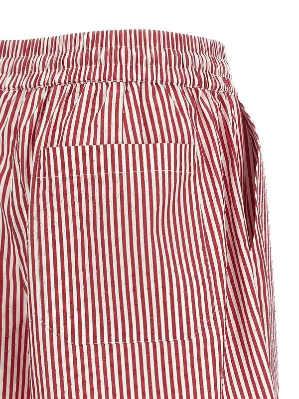 P.a.r.o.s.h Striped Cotton Poplin Shorts With All-over Rhinestones - Red
