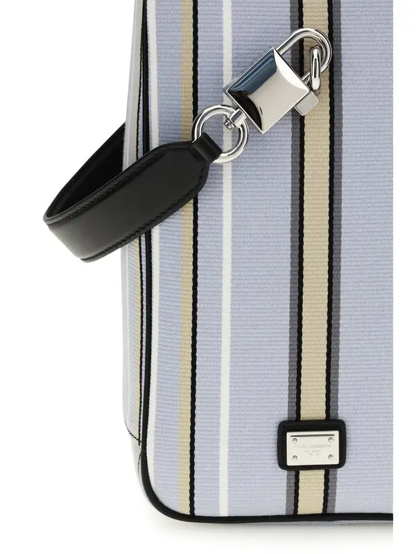 Dolce & Gabbana Lock Handbag In Jacquard Fabric - Blue