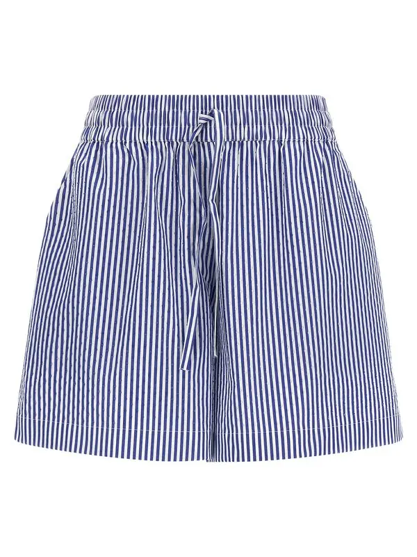 P.a.r.o.s.h Striped Cotton Poplin Shorts With Rhinestone Embellishments - Blue