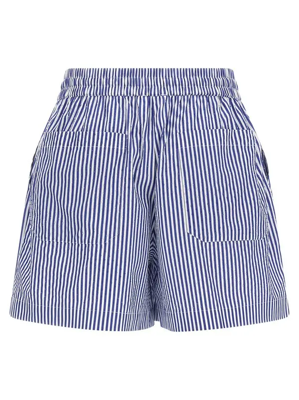 P.a.r.o.s.h Striped Cotton Poplin Shorts With Rhinestone Embellishments - Blue