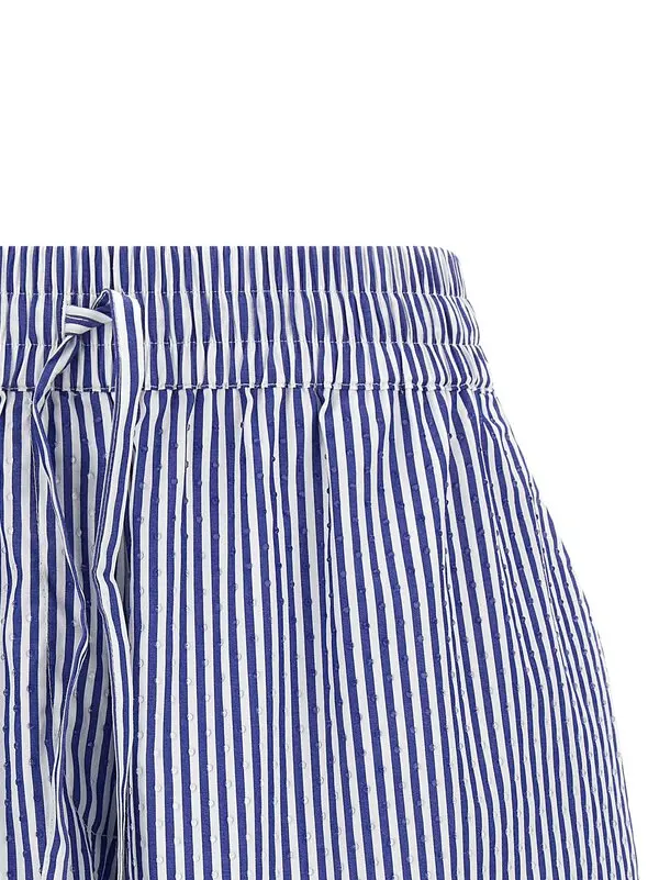 P.a.r.o.s.h Striped Cotton Poplin Shorts With Rhinestone Embellishments - Blue