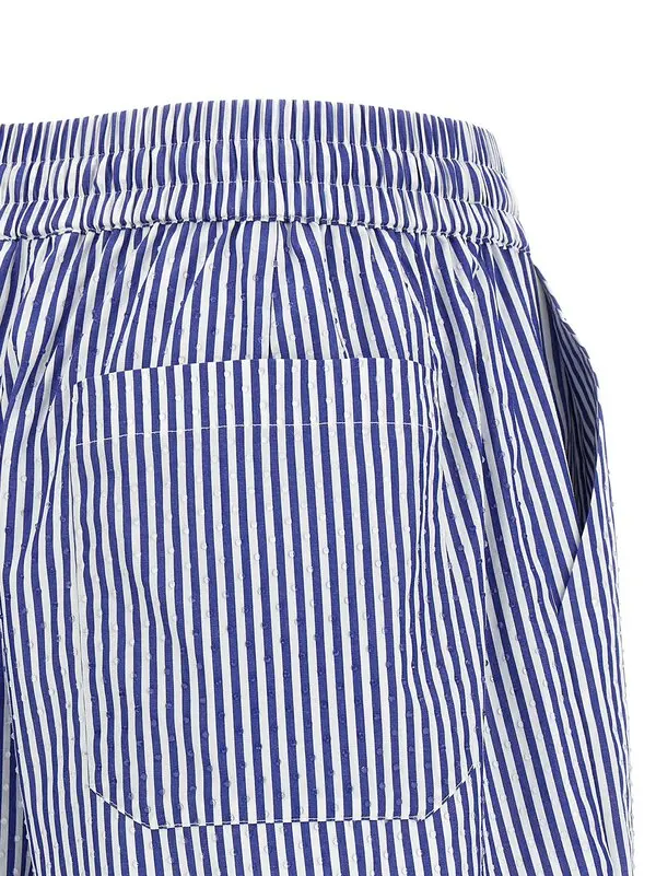 P.a.r.o.s.h Striped Cotton Poplin Shorts With Rhinestone Embellishments - Blue