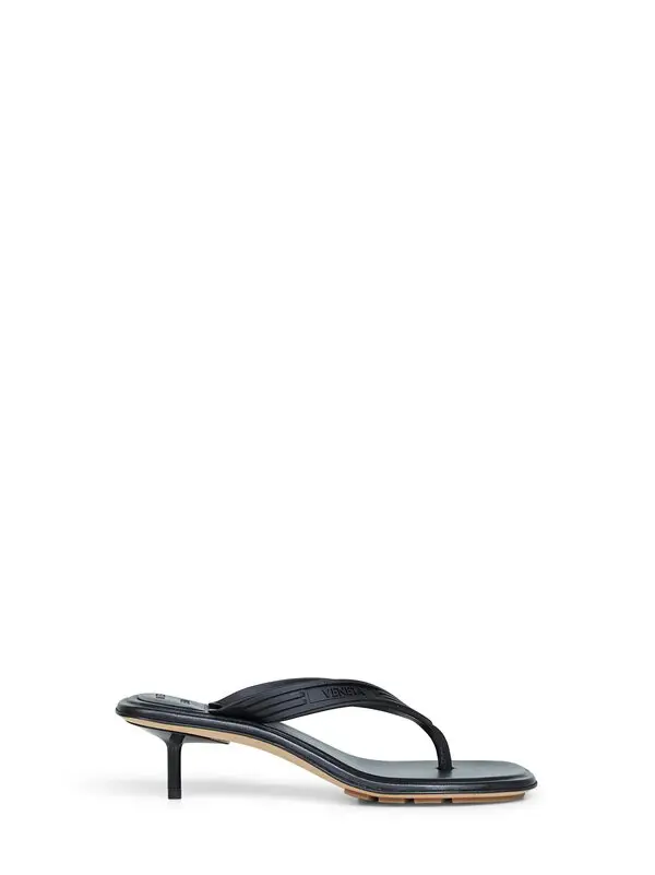 Bottega Veneta Black Matte Rubber Sampieri Thong Sandals - Multicolor