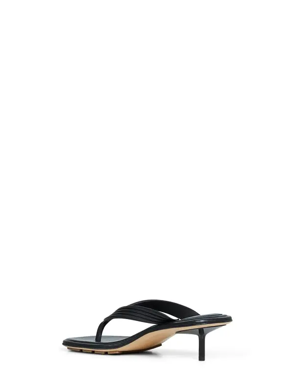 Bottega Veneta Black Matte Rubber Sampieri Thong Sandals - Multicolor