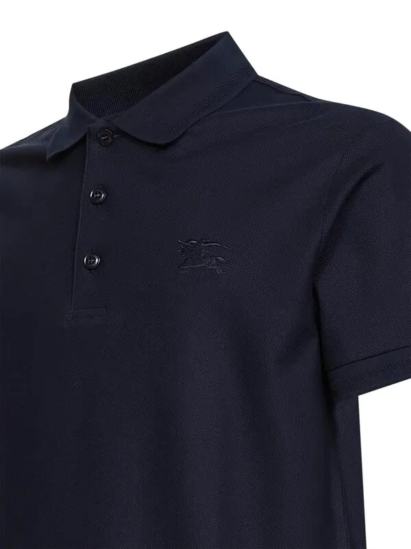 Burberry Blue Cotton Pique Polo Shirt With Embroidered Equestrian Knight Design - Multicolor