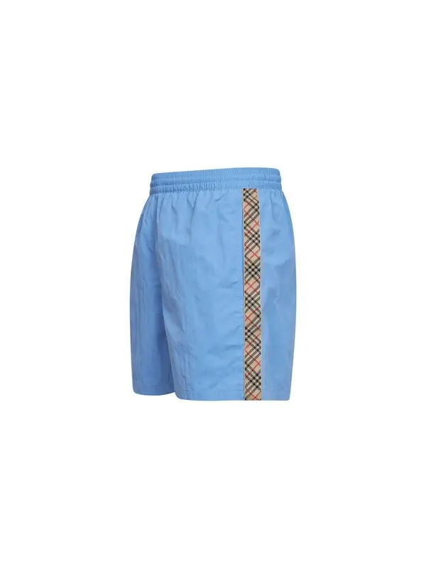 Burberry Nylon Swim Shorts With Archive Beige Check Trim