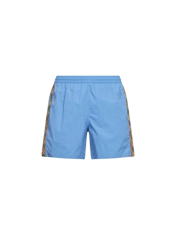 Burberry Nylon Swim Shorts With Archive Beige Check Trim - Multicolor