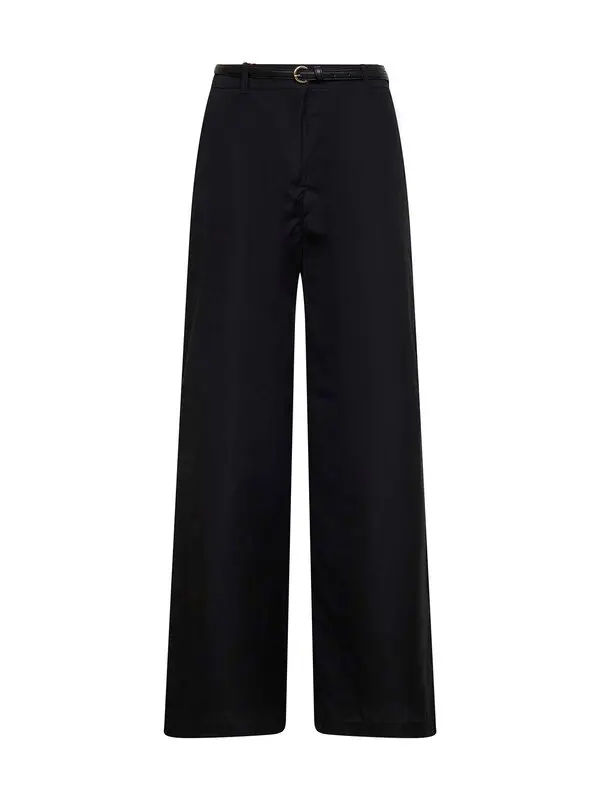 Max Mara Black Poplin Wide Leg Trousers