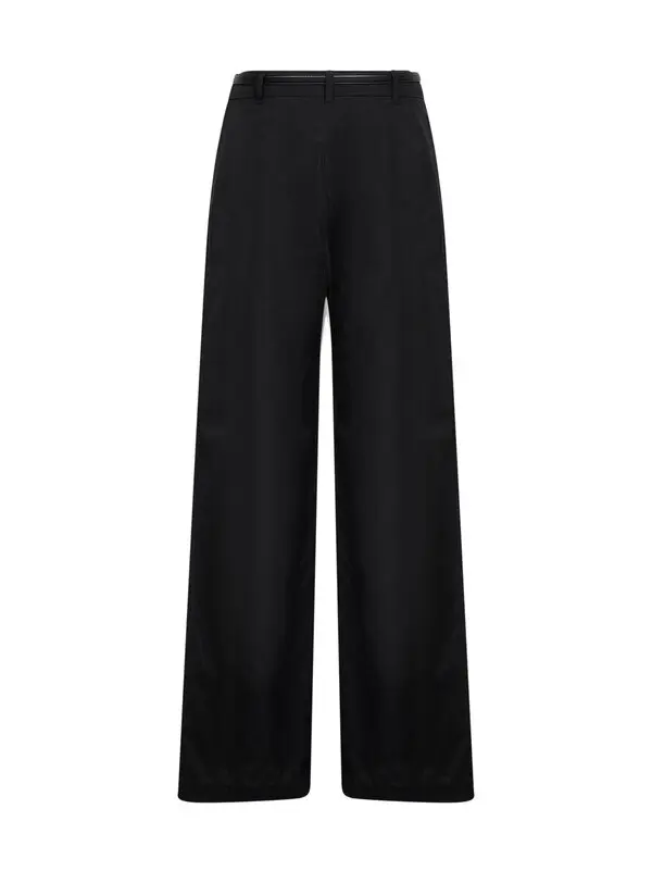 Max Mara Black Poplin Wide Leg Trousers - Multicolor