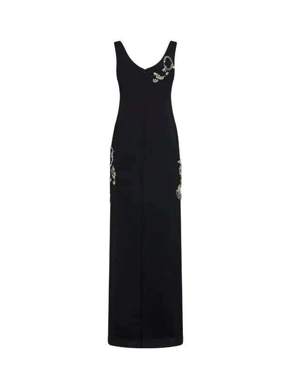 Dries Van Noten Long Embroidered Crepe Dress