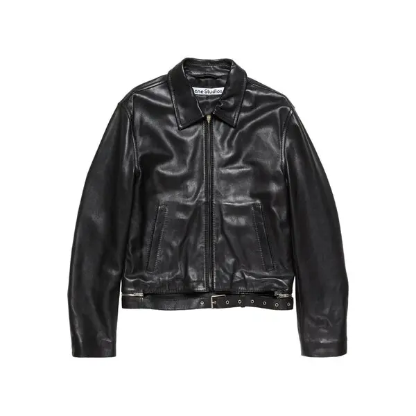 Acne Studios Leather Belted Zip Jacket