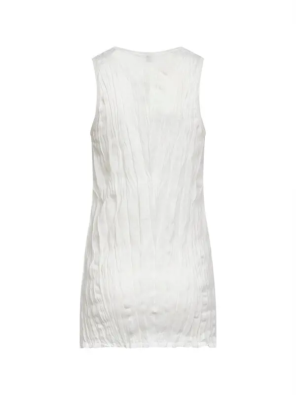 TOTEME White Crinkled Viscose Blend Knit Tank Top - Multicolor