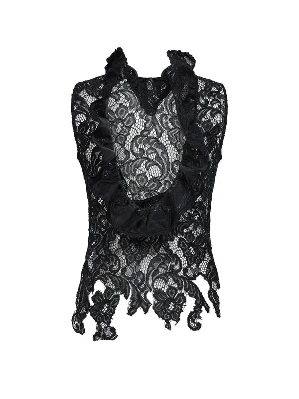 Giuseppe Di Morabito Black Lace Asymmetric Top