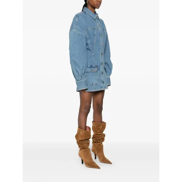 Attico Cotton Spandex Denim Dress - Blue
