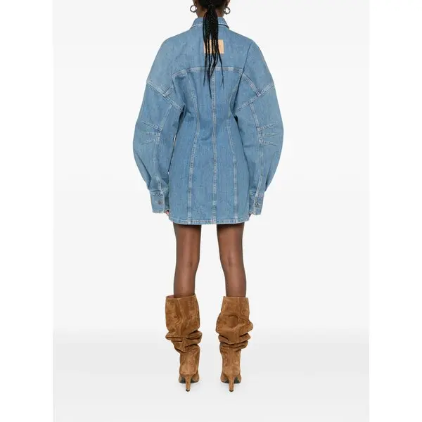 Attico Cotton Spandex Denim Dress - Blue