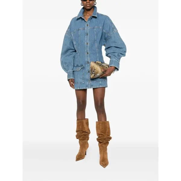 Attico Cotton Spandex Denim Dress - Blue
