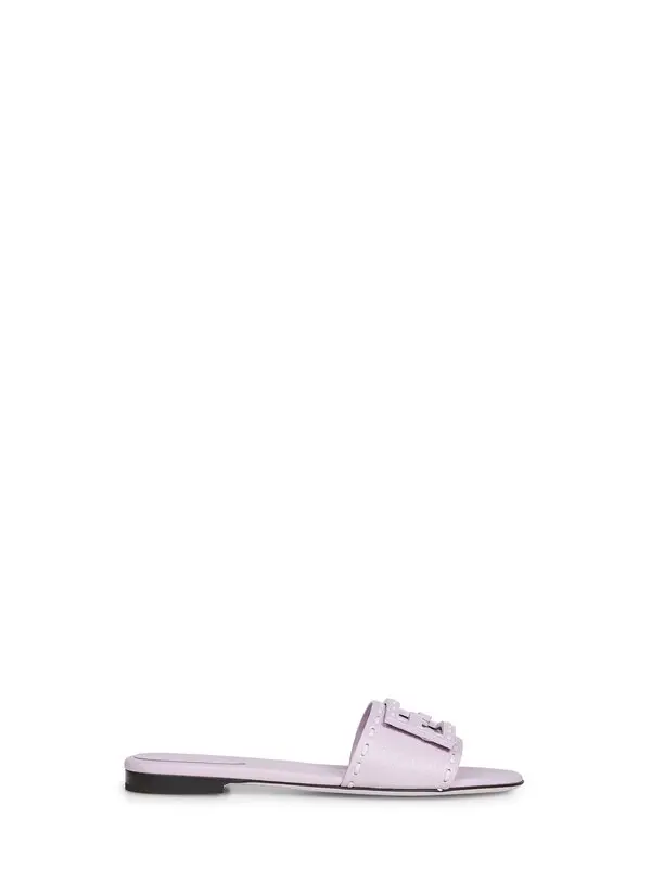 Fendi Lilac Leather Baguette Slides - Multicolor