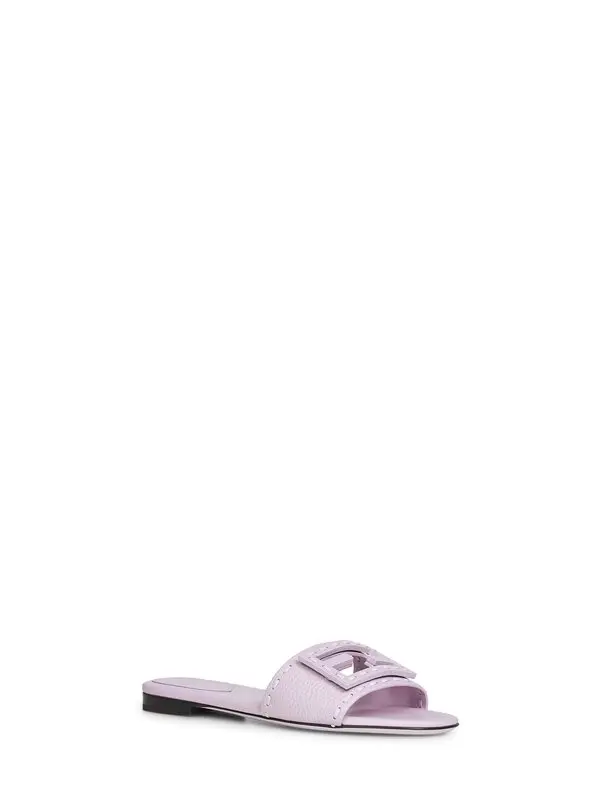 Fendi Lilac Leather Baguette Slides - Multicolor